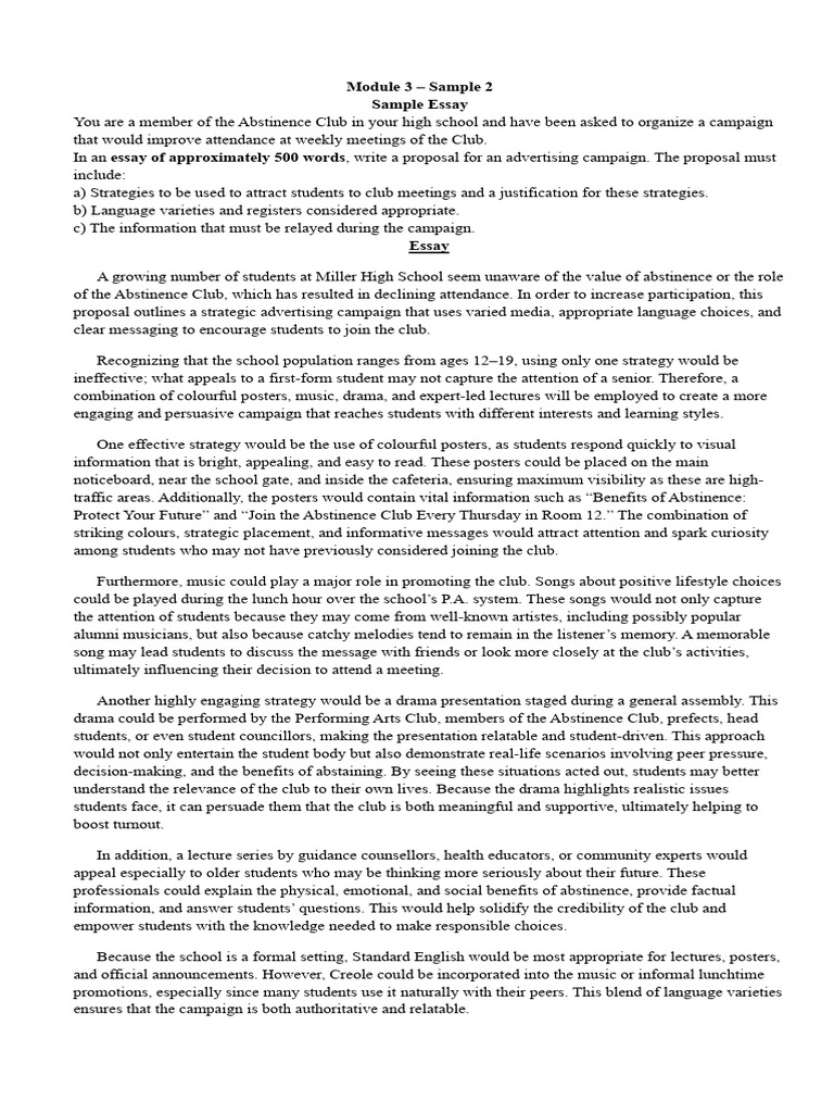 Abstinence Club Campaign Proposal | PDF | Advertising | Human Communication