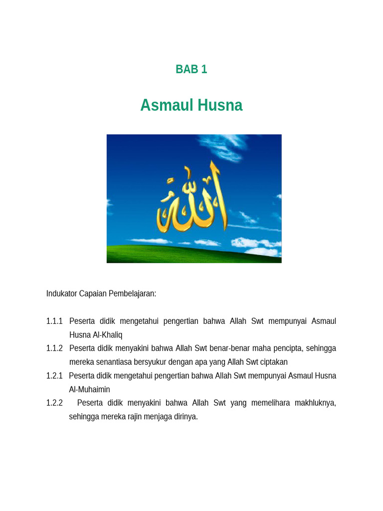 Asmaul Husna: Makna dan Adab | PDF