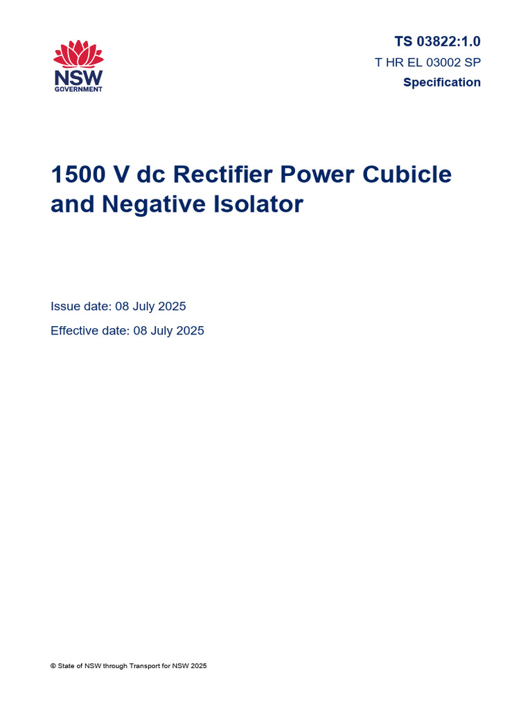 TS 03822_1.00_1500 v Dc Rectifier Power Cubicle and Negative Isolator | PDF | Rectifier | Direct ...