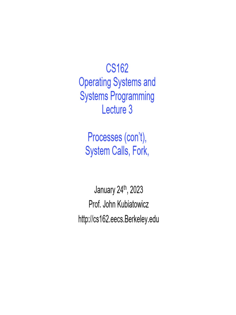 3-System Calls, Fork, Processes | PDF | Process (Computing) | Operating System