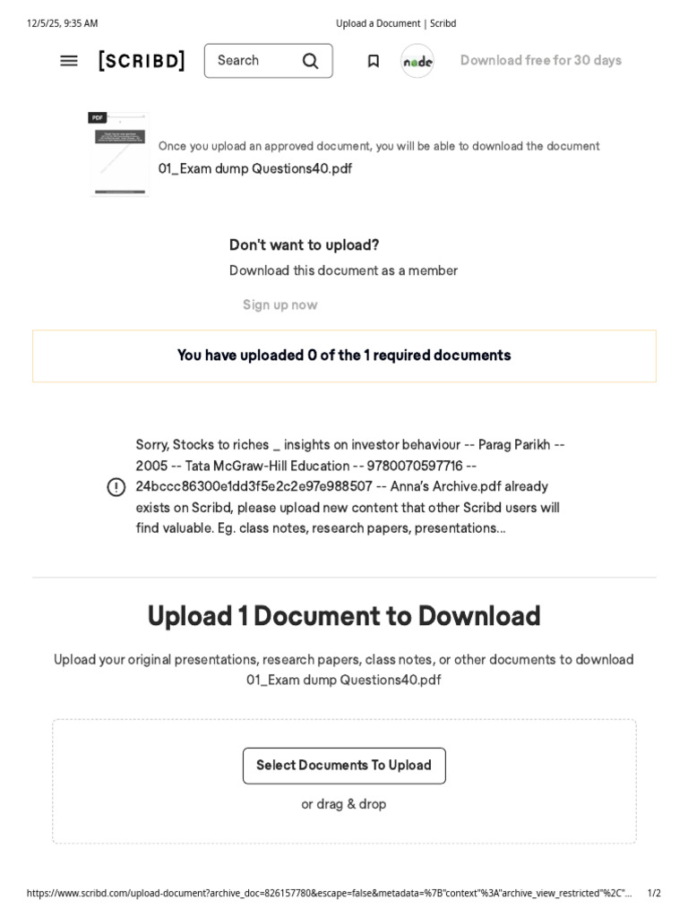 error Upload a Document _ Scribd | PDF | Scribd