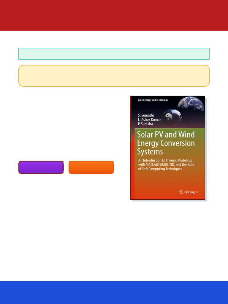 Solar PV and Wind Energy Conversion Systems An Introduction to Theory Modeling With MATLAB ...