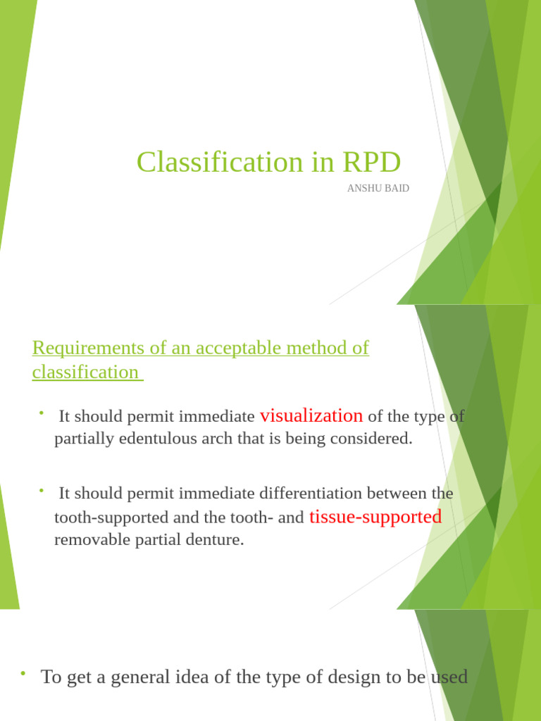 RPD Classification Systems Overview | PDF | Tooth | Mouth
