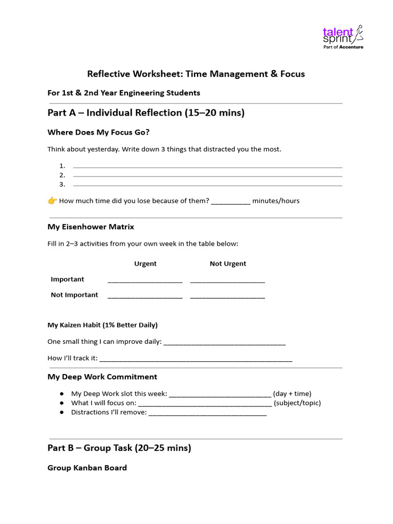Worksheet Time Management Focus 2025 (1) | PDF