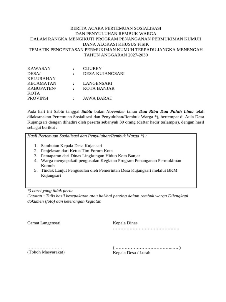 Rembuk Warga Penanganan Permukiman Kumuh | PDF