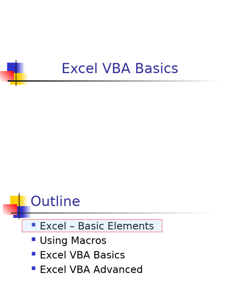 Excel VBA Basics | PDF | Parameter (Computer Programming) | Microsoft Excel