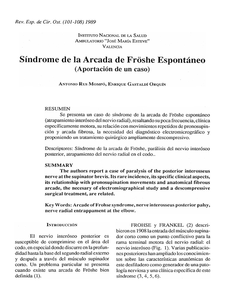 Arcada de Frosche (Atrapamiento N. Radial) | PDF