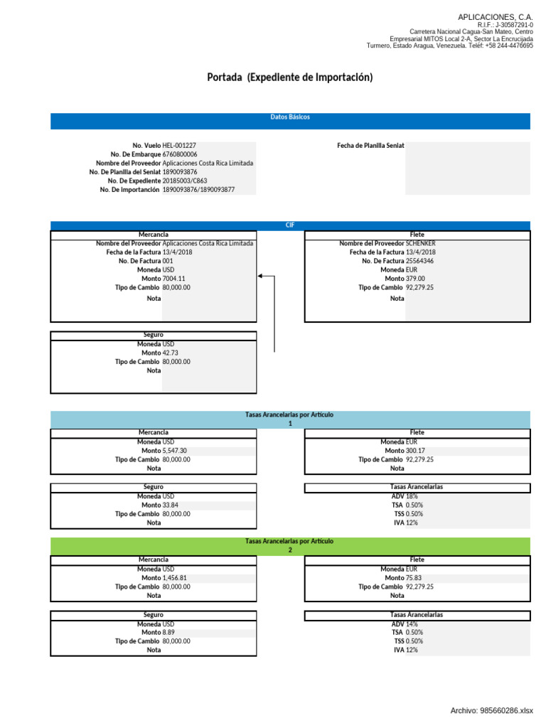 Formato Calculo Cif-1 | PDF | aduana | Tipo de cambio