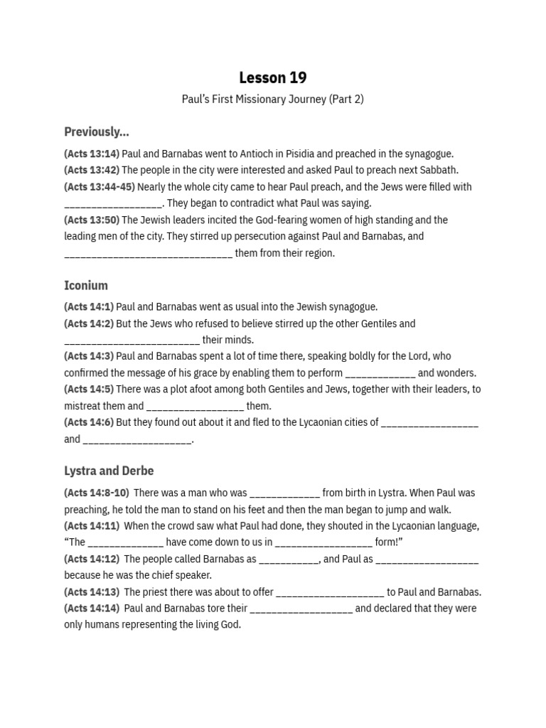 Grade 7 Lesson 19 - Paul's Missionary Journey | PDF | Paul The Apostle ...