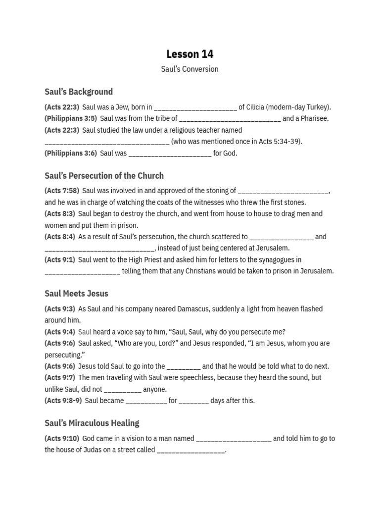 Saul's Conversion: A Biblical Overview | PDF | Paul The Apostle | Acts ...