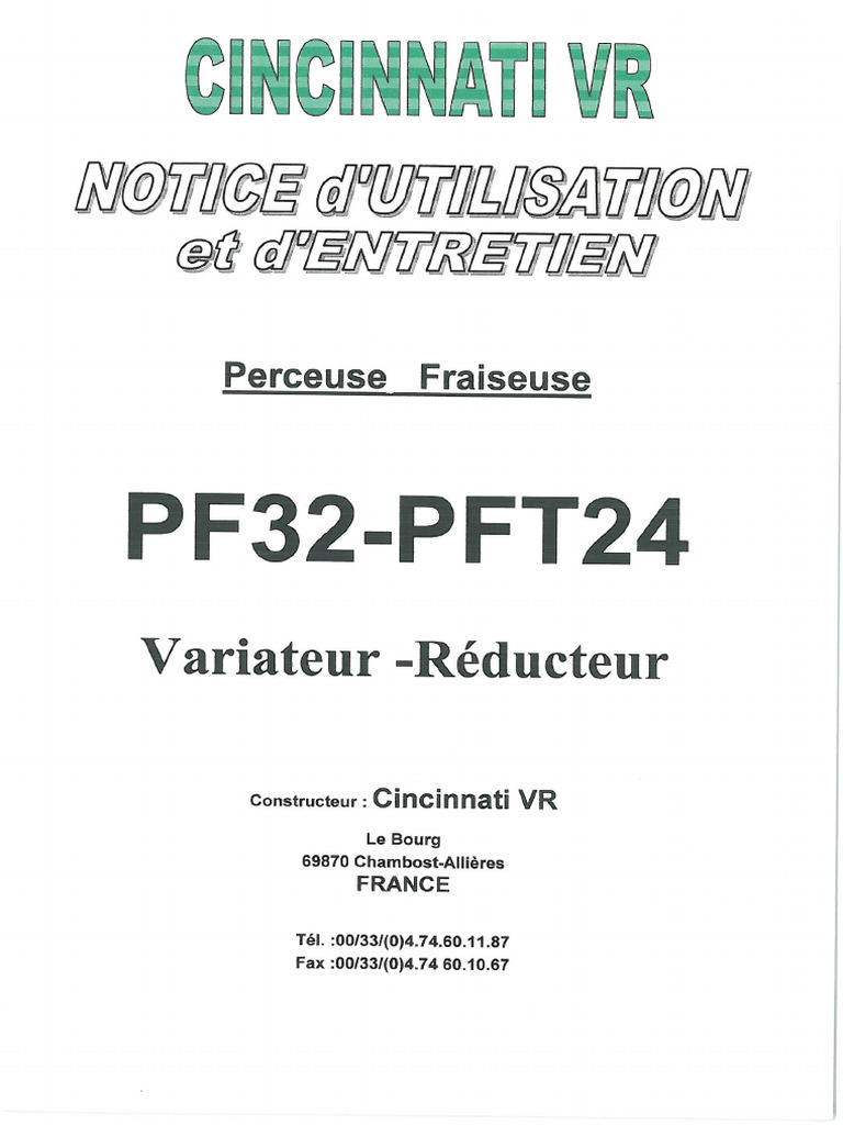 Cincinnati PF32 (1) perceuse fraiseuse PFT | PDF