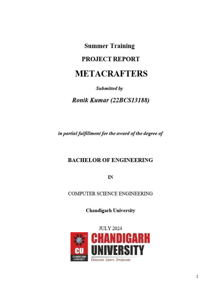Summer Training Report 22BCS13188 New | PDF | Usability | Software Testing