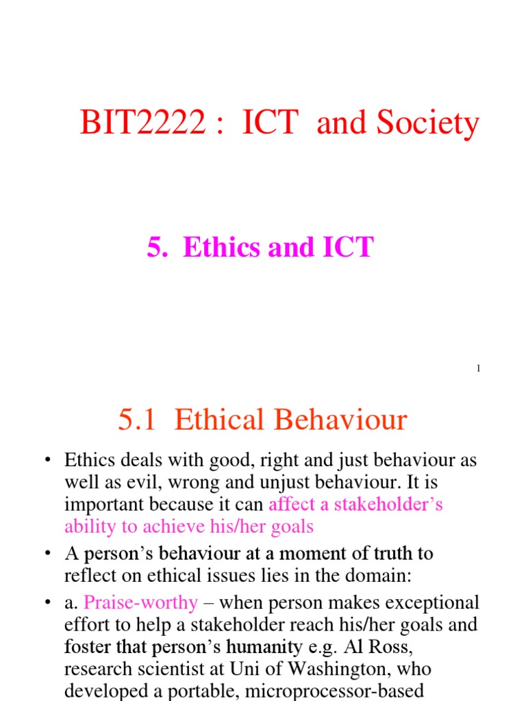 05.ethics ICT | PDF | Privacy | Morality