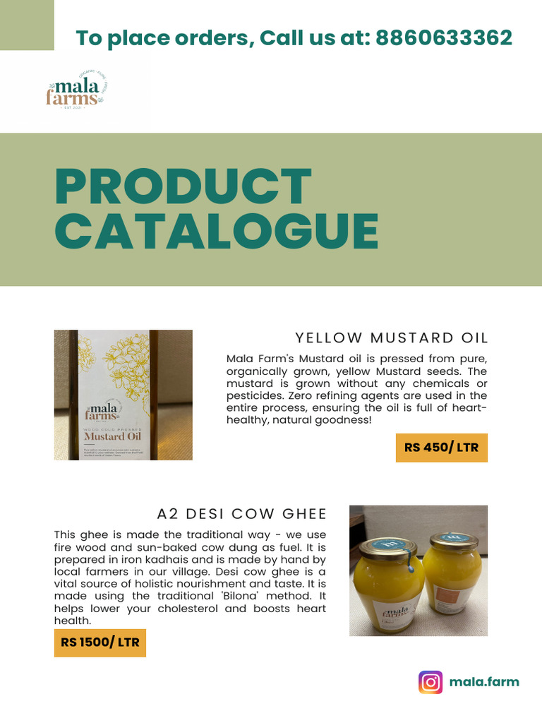 Mala Farms Product Catalogue - May 2023 | PDF | Milk | Whole Grain