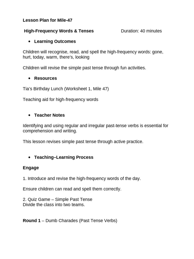 Grade 5 E NglishLesson Plan For Mile 47 and 48 | PDF