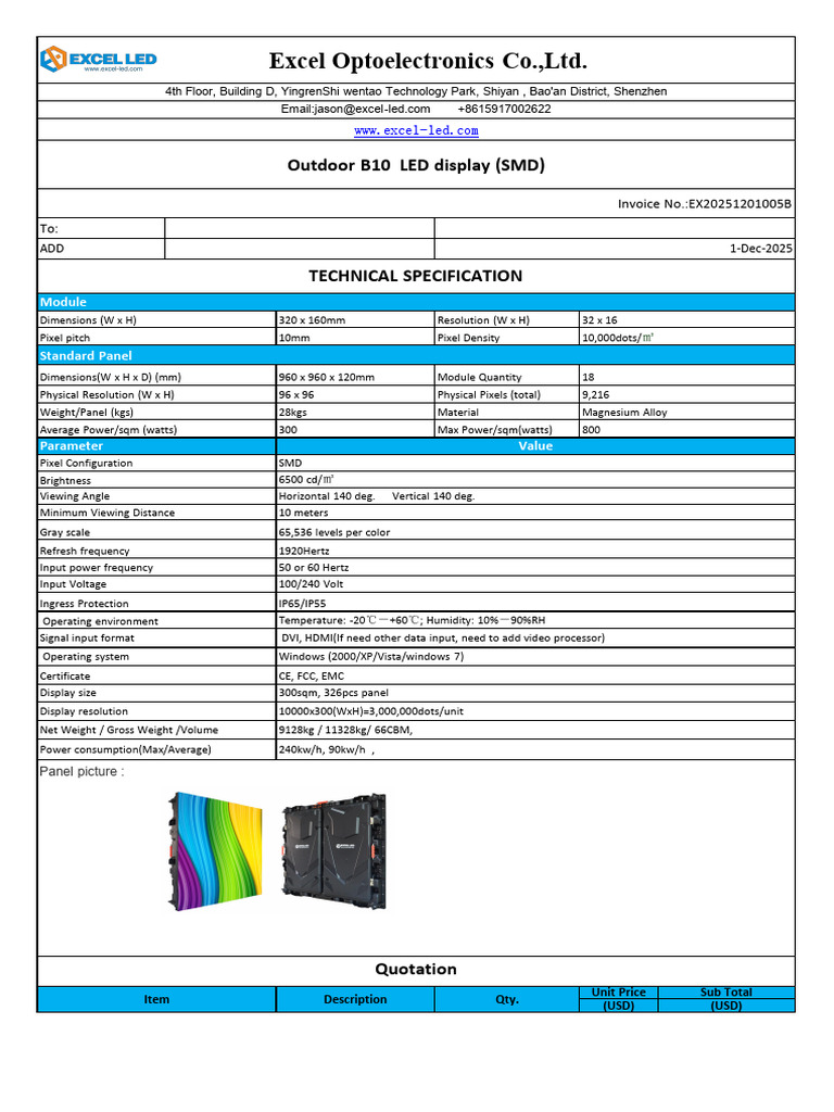 EXCEL LED Outdoor LED Billboard B Series P10 (SMD) 300sqm , 1 Dec 2025 ...