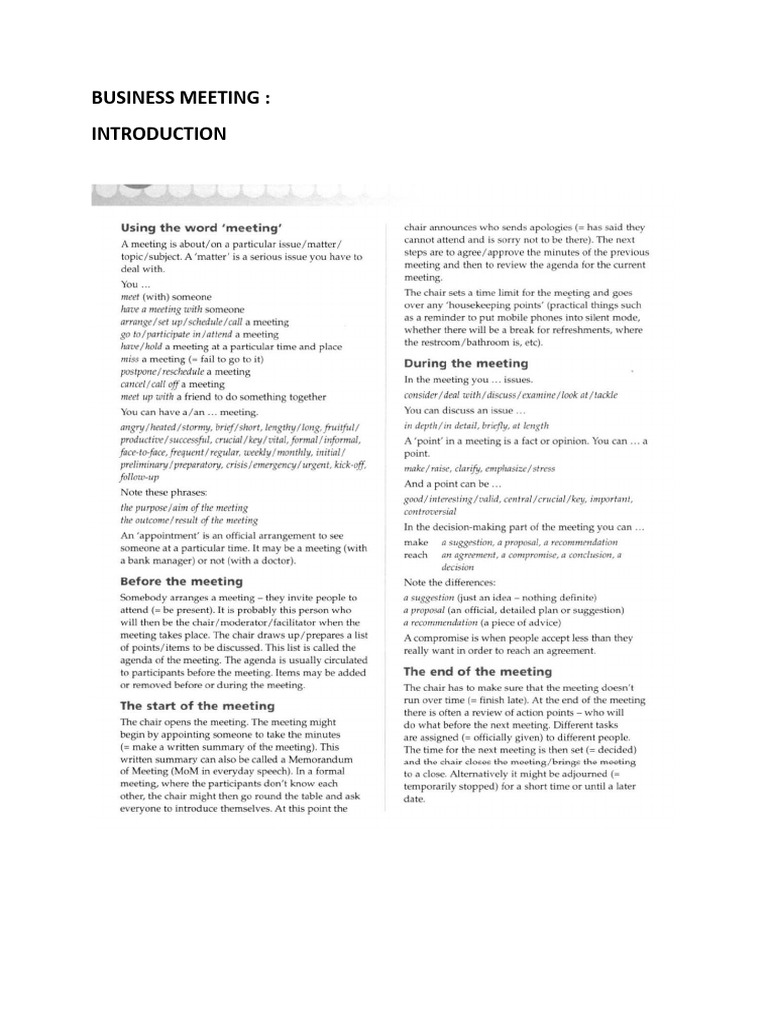 Business Meeting | PDF