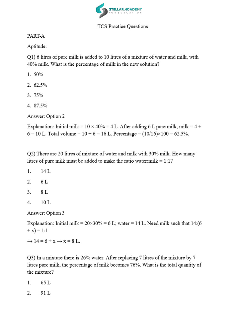 TCS Aptitude and English Practice Questions | PDF | Length