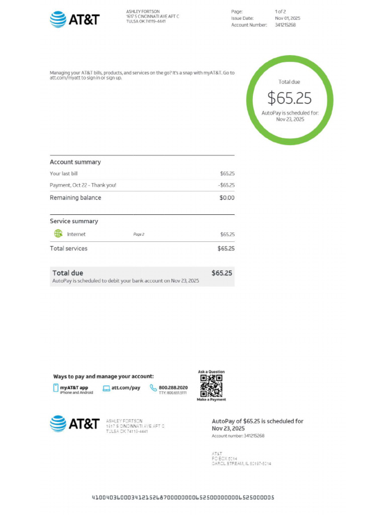 Art Internet Bill November 2025 | PDF