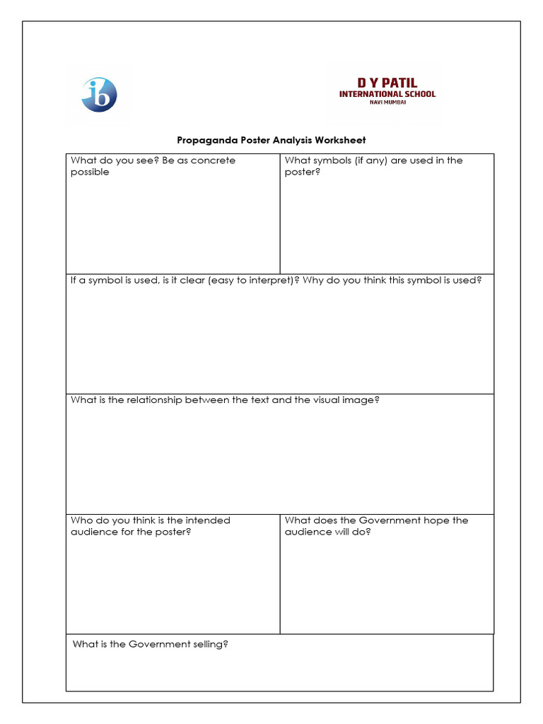 Propaganda Poster Analysis Worksheet | PDF