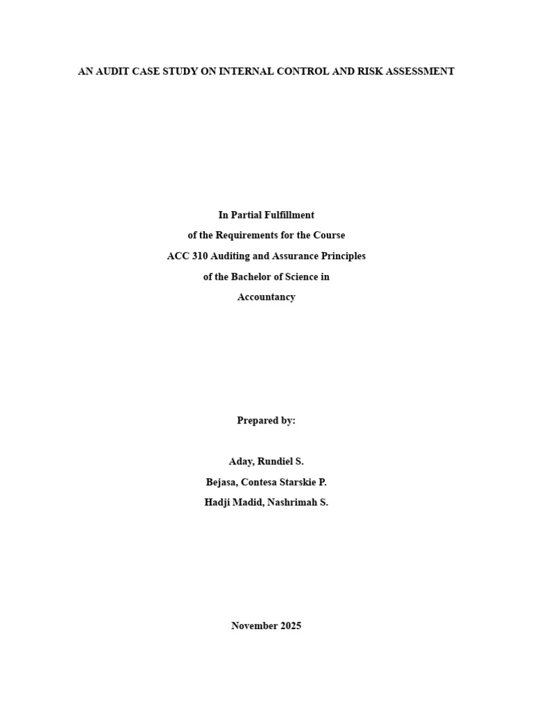 Internal Control Audit Case Study | PDF | Internal Control | Audit