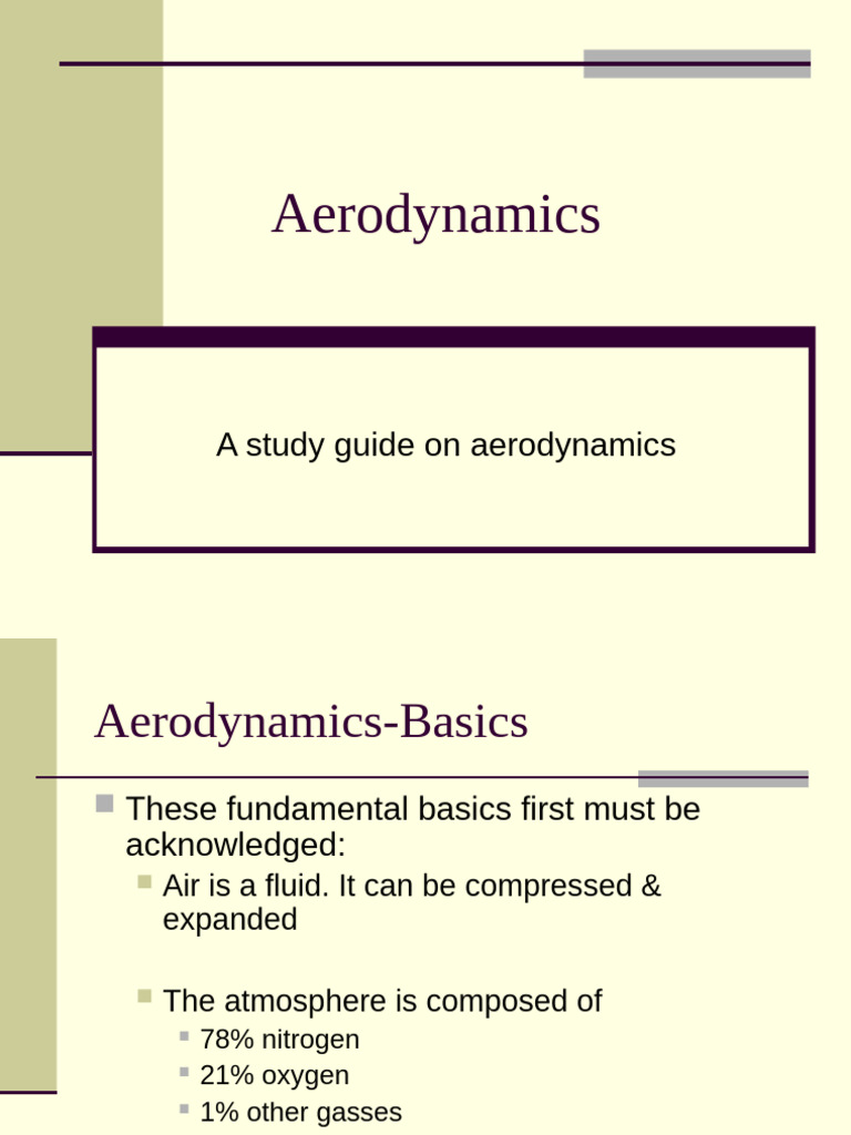 Aerodynamics Study Guide Basics | PDF | Airspeed | Drag (Physics)