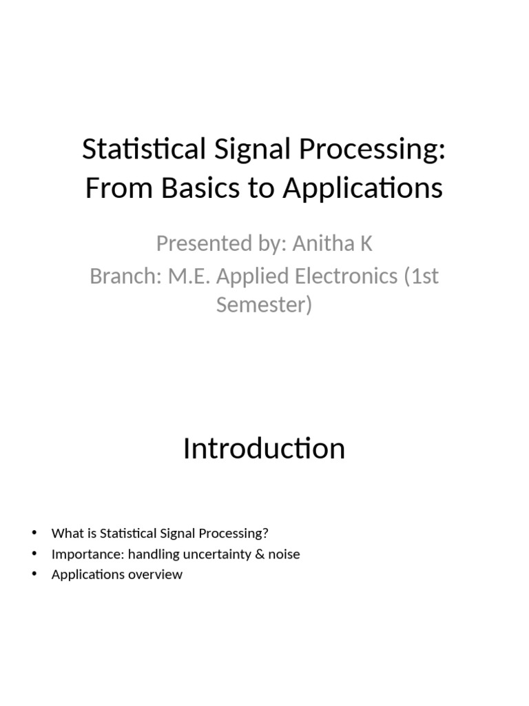 Statistical Signal Processing Overview | PDF