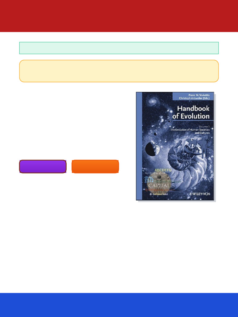 Handbook of Evolution Volume 1 The Evolution of Human Societies and ...