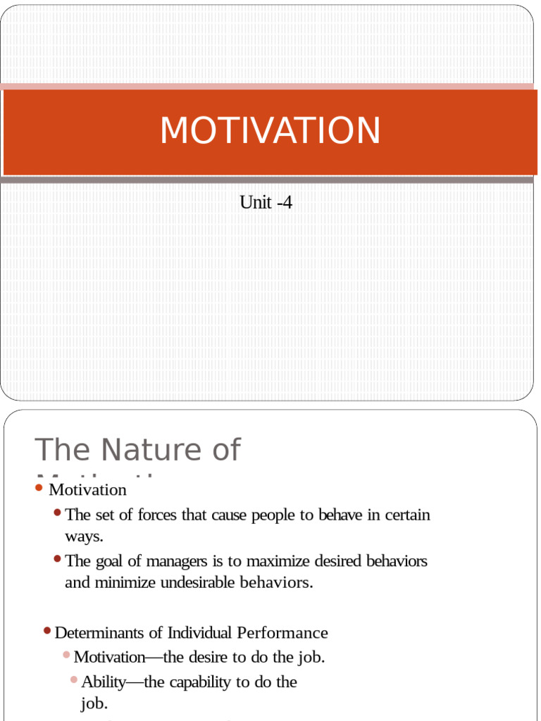 MCOB Unit 4 a | PDF | Motivational | Motivation