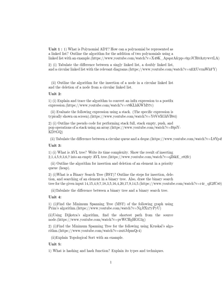 Data Structure - Important - Questions | PDF | Mathematical Relations | Algorithms And Data ...