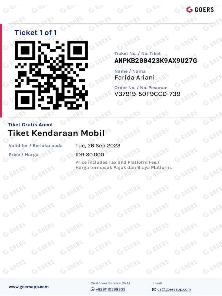 [Venue Ticket] Tiket Kendaraan Mobil - Tiket Gratis Ancol - V37919 ...