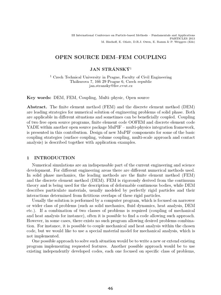 Open Source DEM-FEM Coupling Methods | PDF | Finite Element Method ...