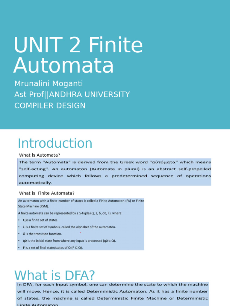 Unit 2 Dfa&Ndfa Andhrauniversity Mrunalinimoganti | PDF