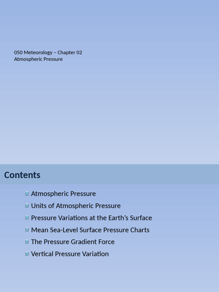 Meteo Chapter 02 - Atmospheric Pressure | PDF | Sea Level | Atmospheric ...