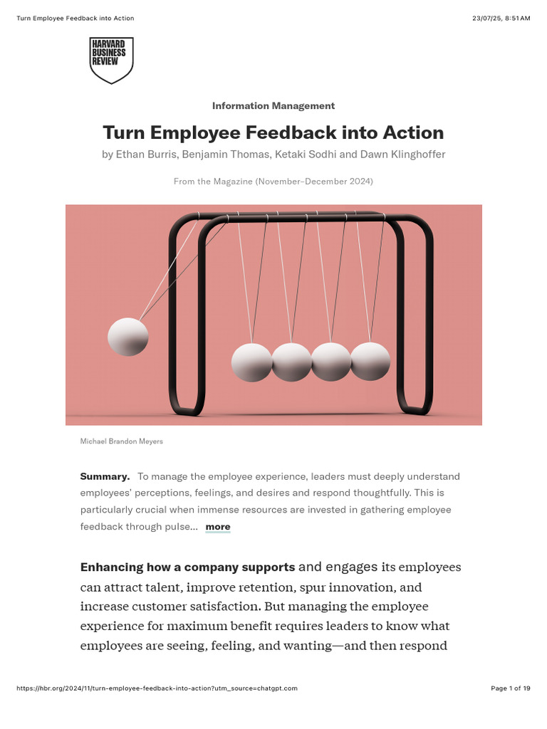 Turn Employee Feedback Into Action | PDF | Employee Retention | Leadership