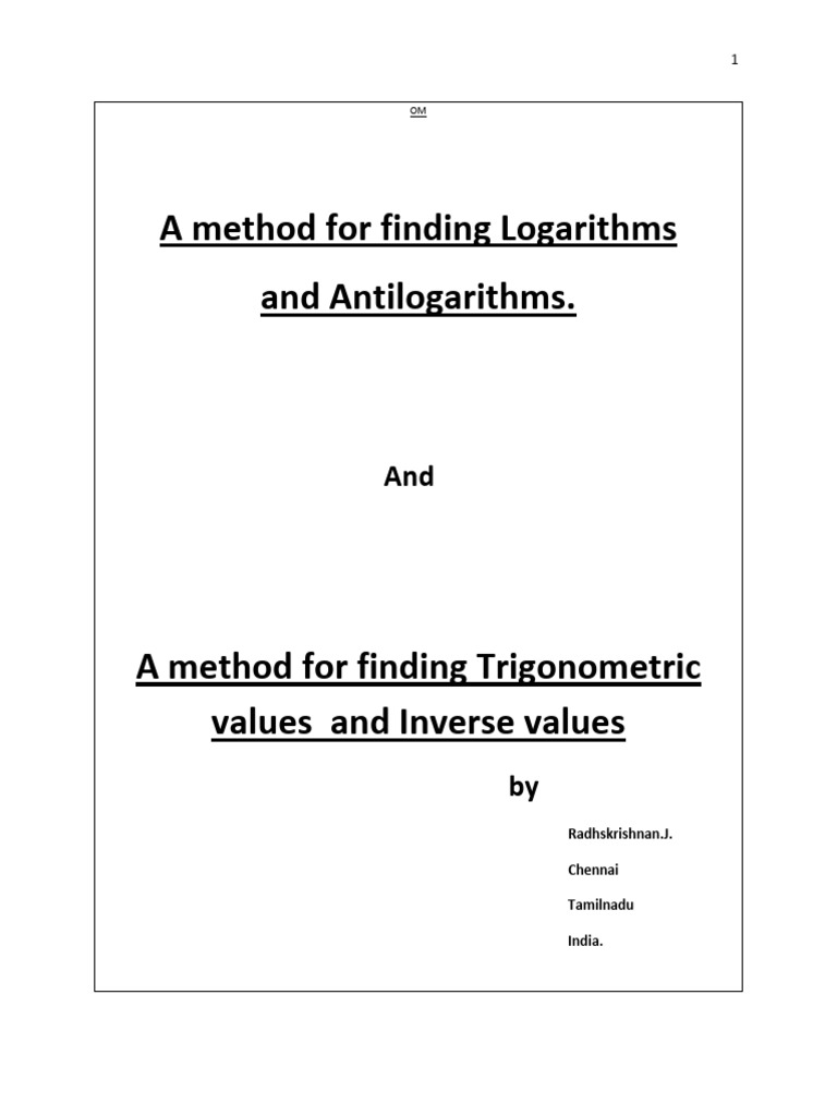 Logarithm and Trigonometric Calculation Methods | PDF | Logarithm | Decimal