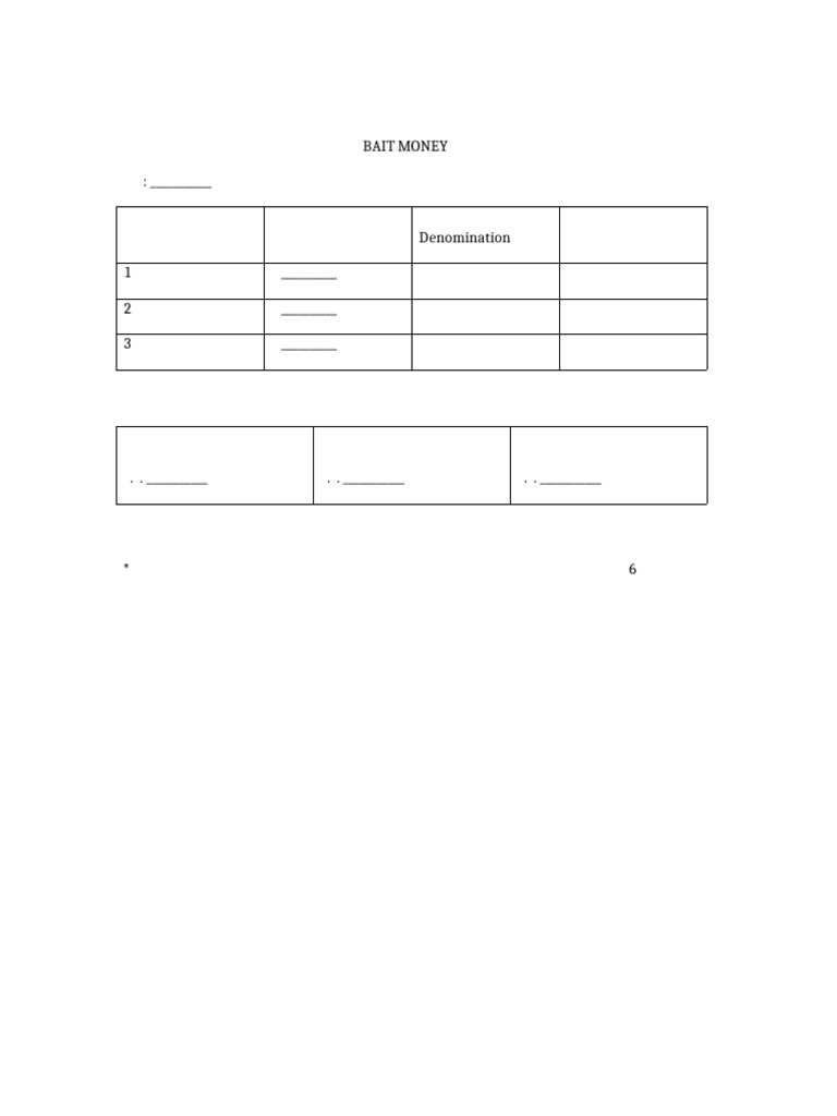 Bait Money Format | PDF