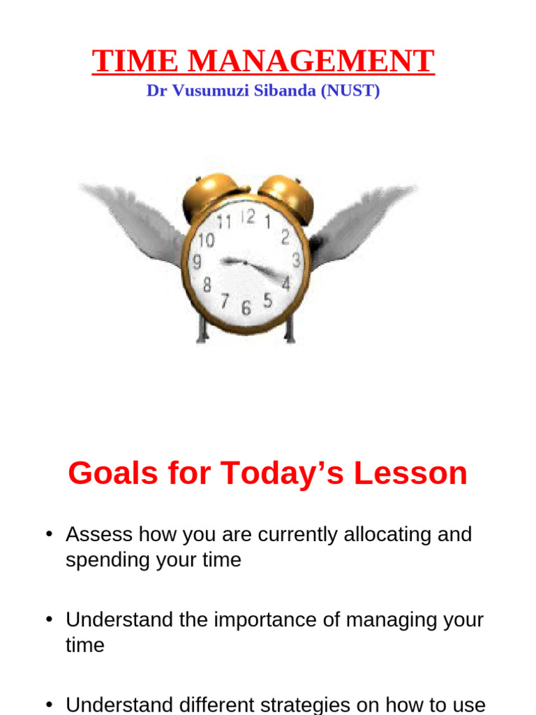 01 Time Management Lecture - DR V Sibanda | PDF | Time Management ...