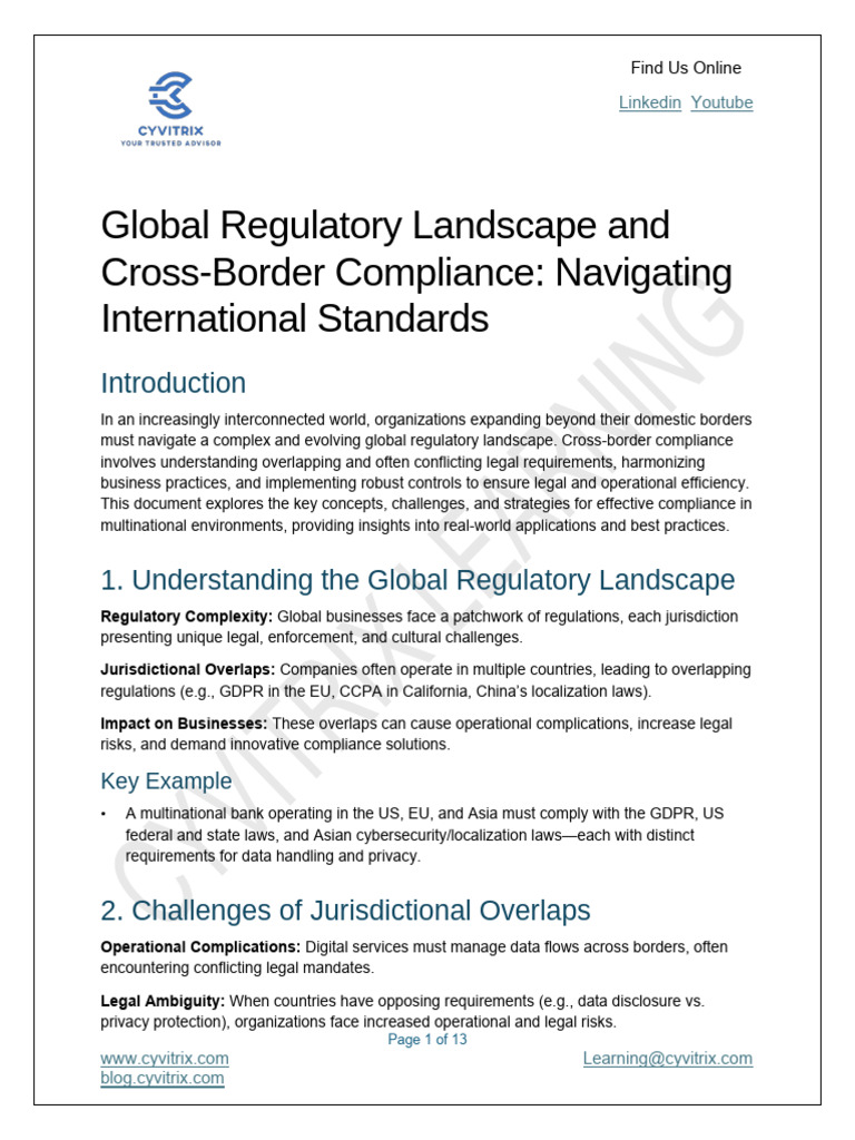 Global Regulatory Landscape and Cross-Border Compliance: Navigating ...