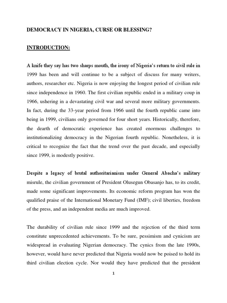 Democracy in Nigeria | Nigeria | International Monetary Fund