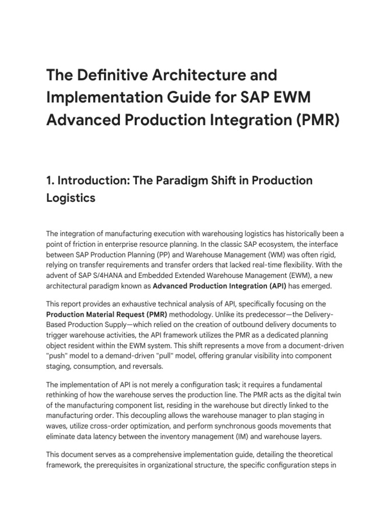 SAP EWM Advanced Production Integration Guide | PDF | Enterprise ...