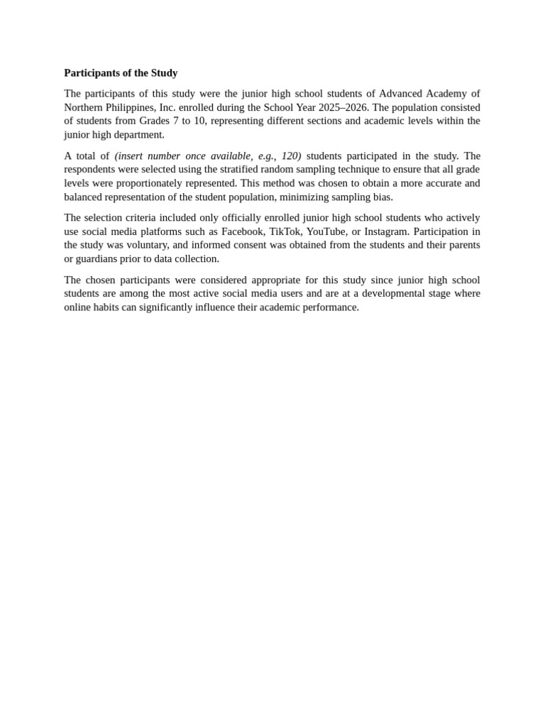 Junior High School Study Participants | PDF