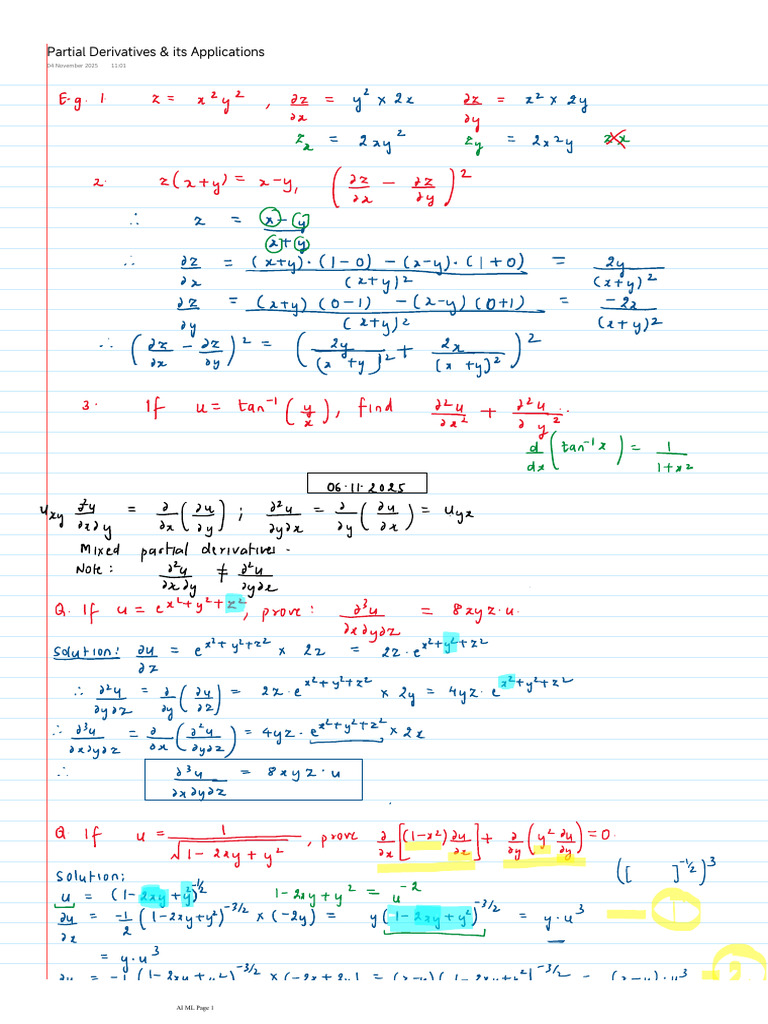 AIML Partial Derivatives & Its Applications | PDF