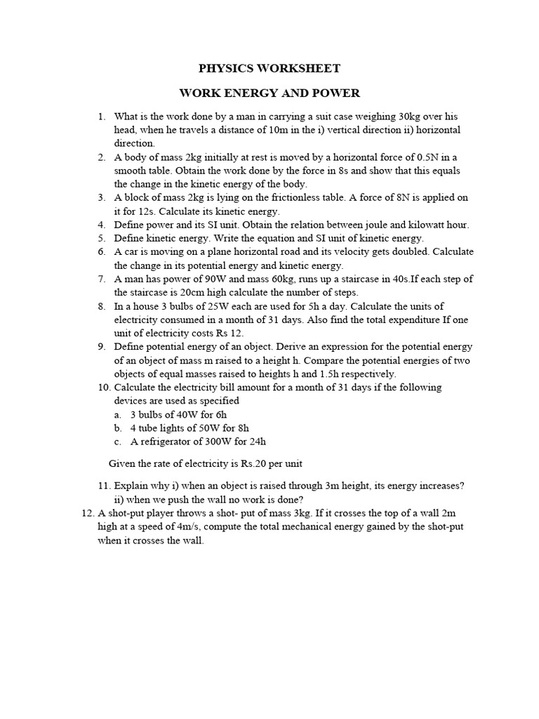 Ws Work Energy | PDF