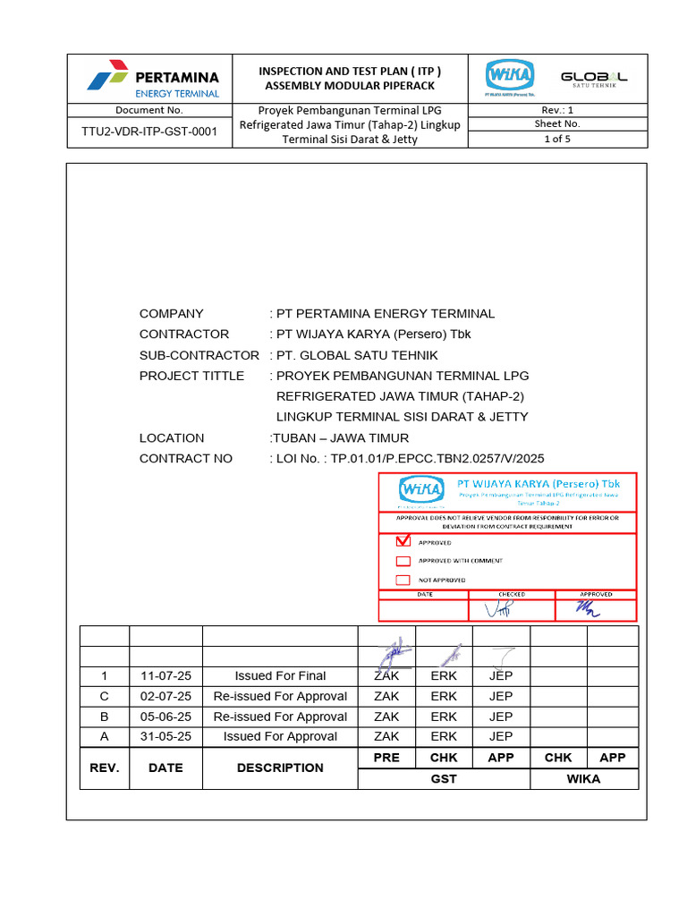TTU2-VDR-ITP-GST-0001_R1 Inspection & Test Plan For Assembly Modular ...