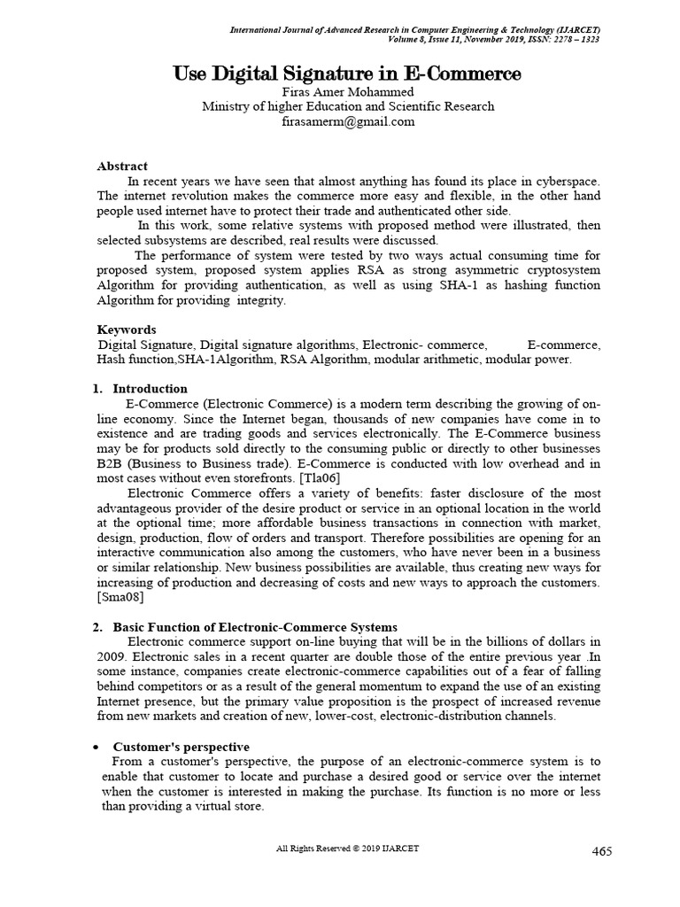 Use Digital Signature in E Commerce | PDF | Public Key Cryptography | Time Complexity