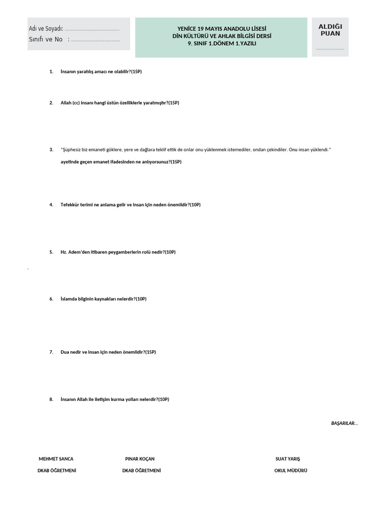 9..sınıf Dkab | PDF