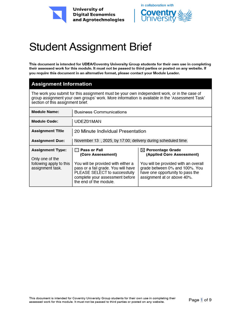 Udez01man Cw2 Assessment Brief F 220410 S Ntb-1-1 | PDF | Creativity ...