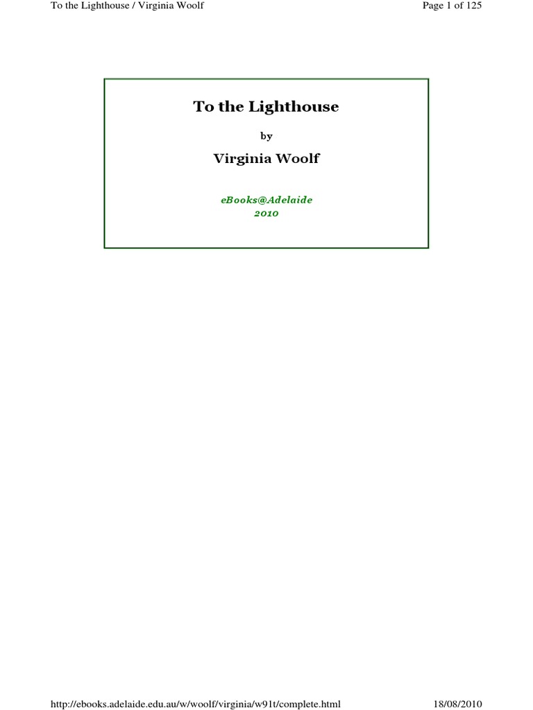 To The Lighthouse Virginia Woolf PDF | PDF | To The Lighthouse
