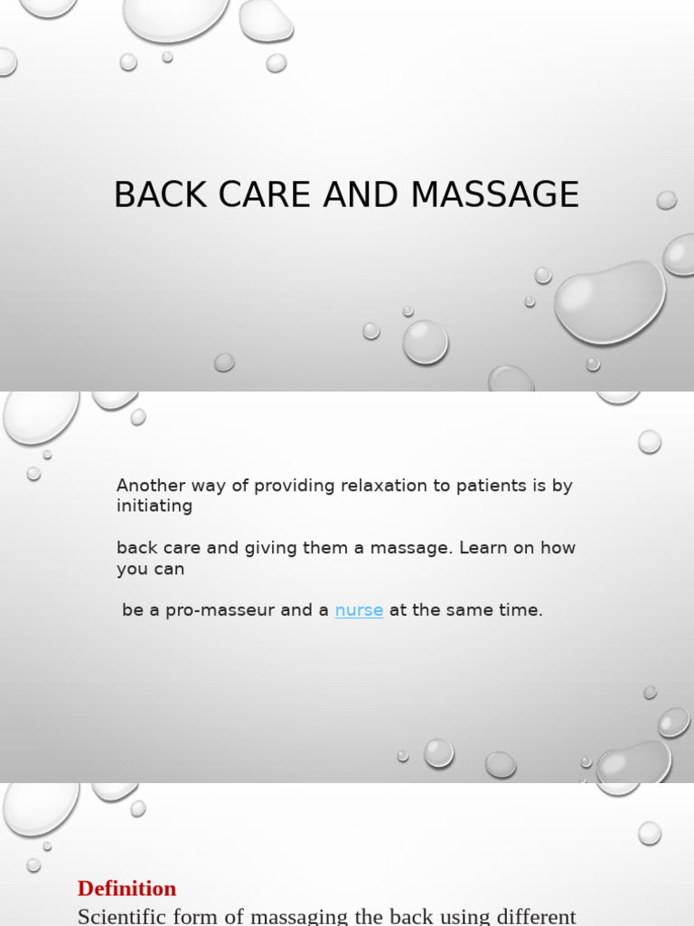 Back Care and Massage | PDF | Hand | Massage